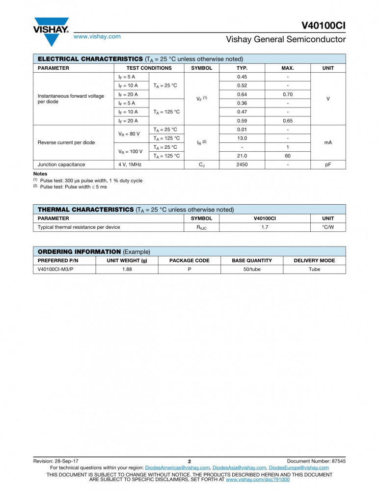 V40100CI-M3/P datasheet page 2