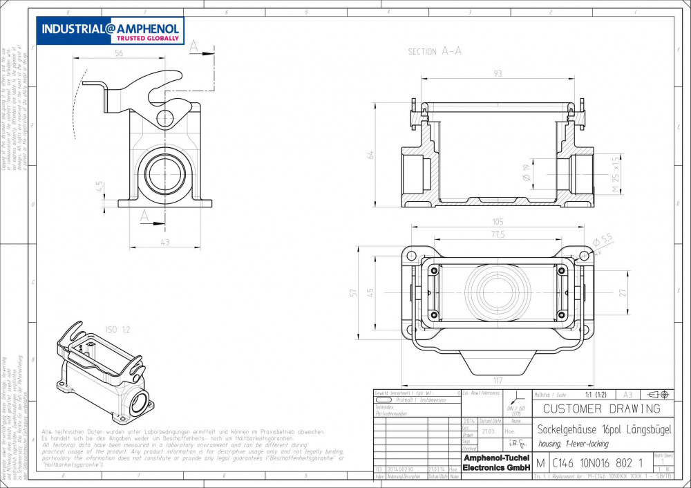 Amphenol C14610N0168021 customer drawing