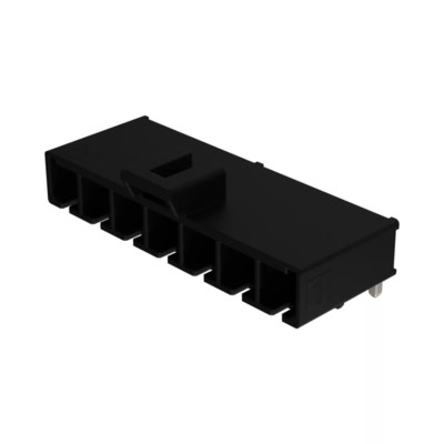 Mega-Fit Right-Angle Header, 5.70mm Pitch, Single Row, 7 Circuits, 0.38µm Gold (Au) Plating, Glow-Wire Capable, Tape and Reel, Black for sale