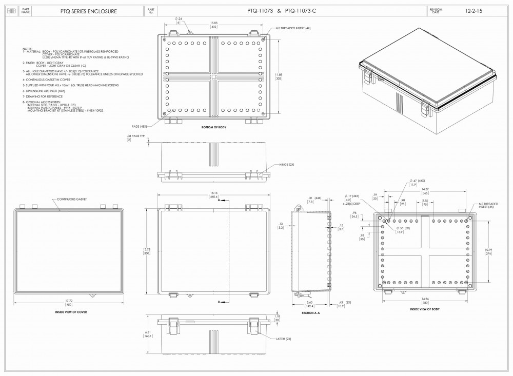 Bud Industries PTQ-11073-C product drawing preview