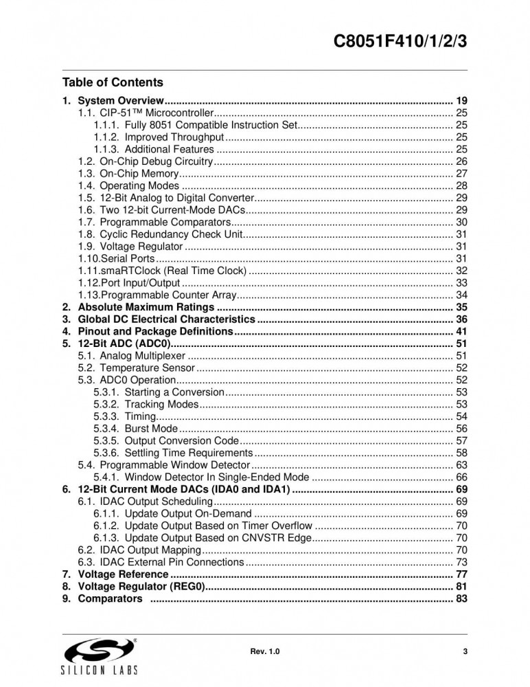 C8051F410-GQR technical document page 3