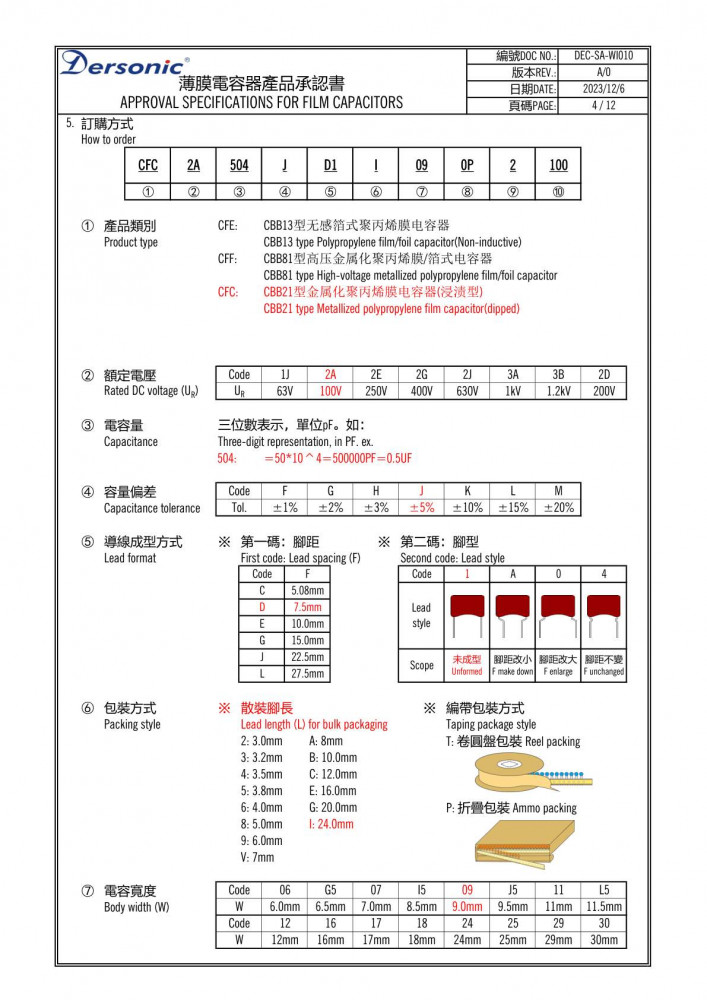 Dersonic approval specification page 5