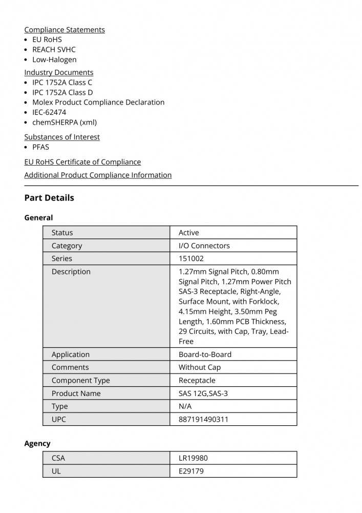 MOLEX SAS receptacle specification page 2