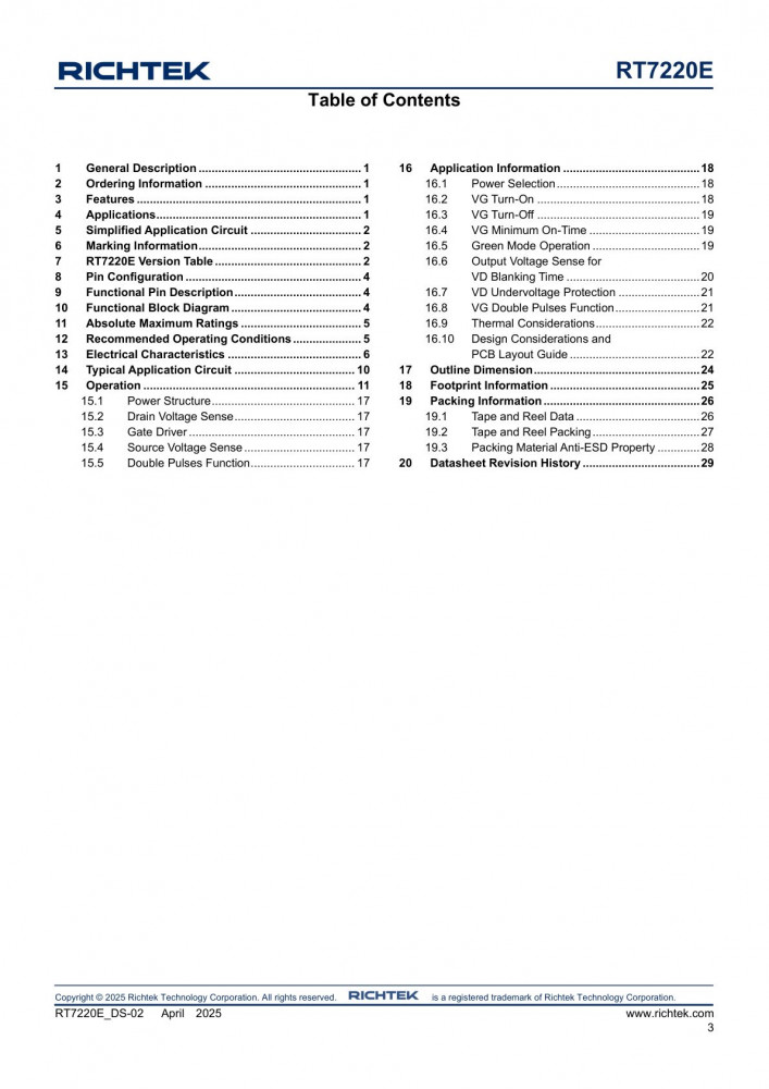 RT7220E datasheet page 3