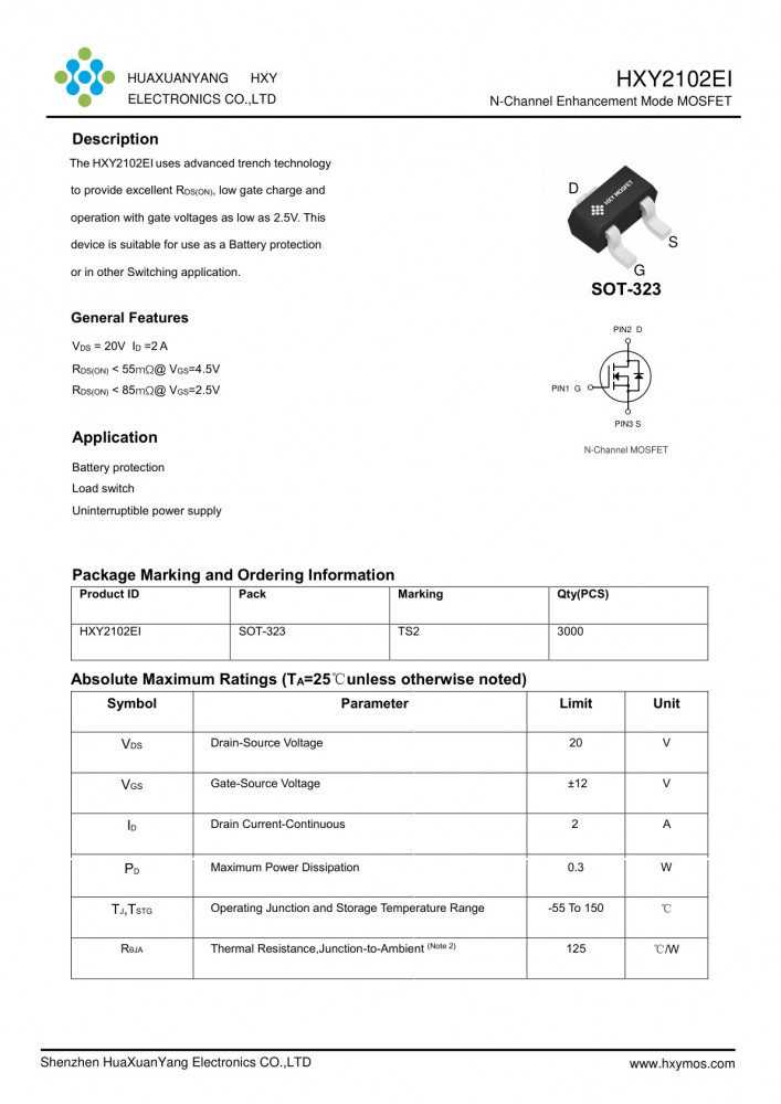 HXY2102EI datasheet page 1