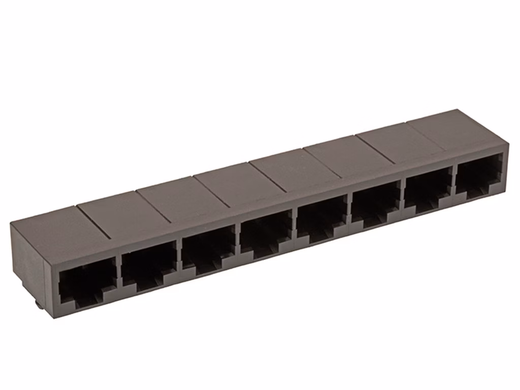 Modular Jack, Right-Angle, Low Profile, 6/4, 4 Ports