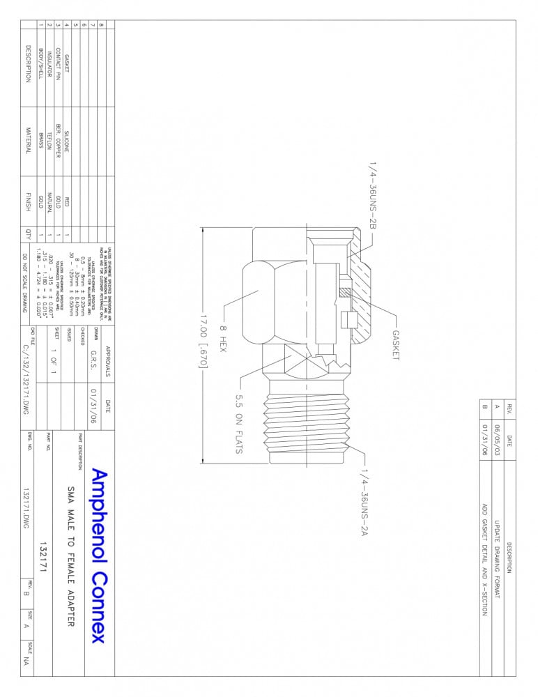 Amphenol 132171 technical drawing