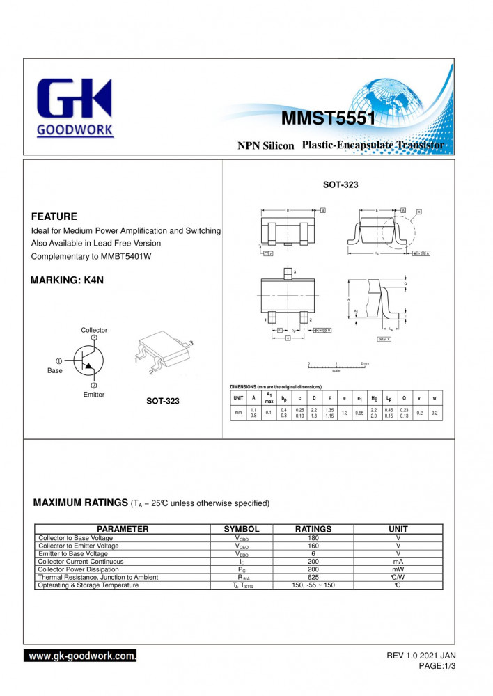 MMST5551 technical document page 1