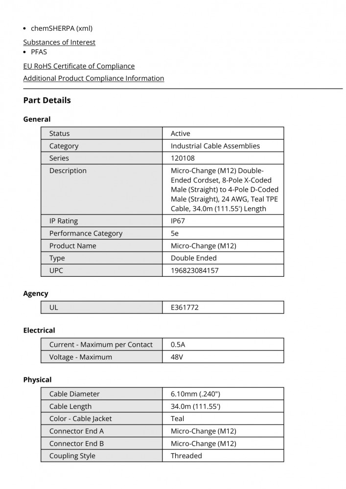 Molex product drawing, page 2