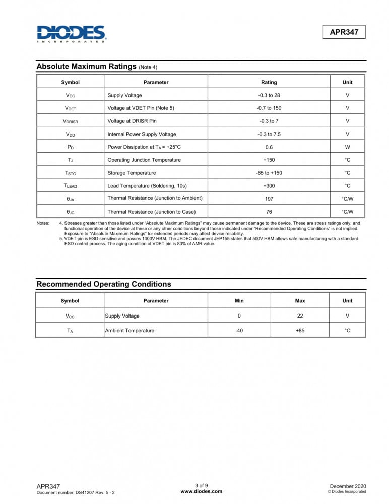 APR347W6-7 datasheet page 3