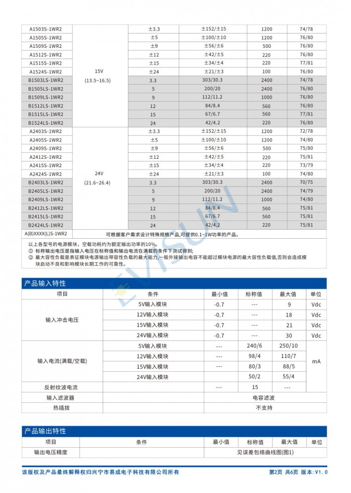 EVISUN B2424LS-1WR2 datasheet page 2