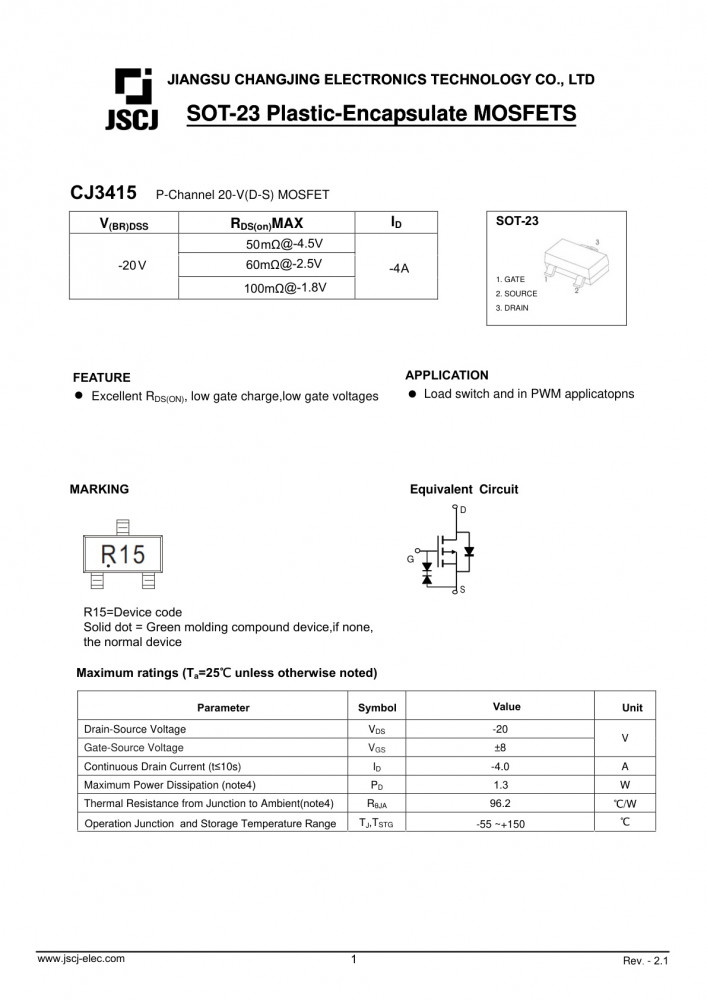 CJ3415 datasheet page 1