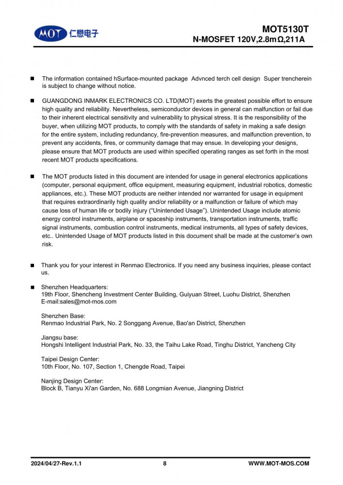 MOT5130T datasheet page 8