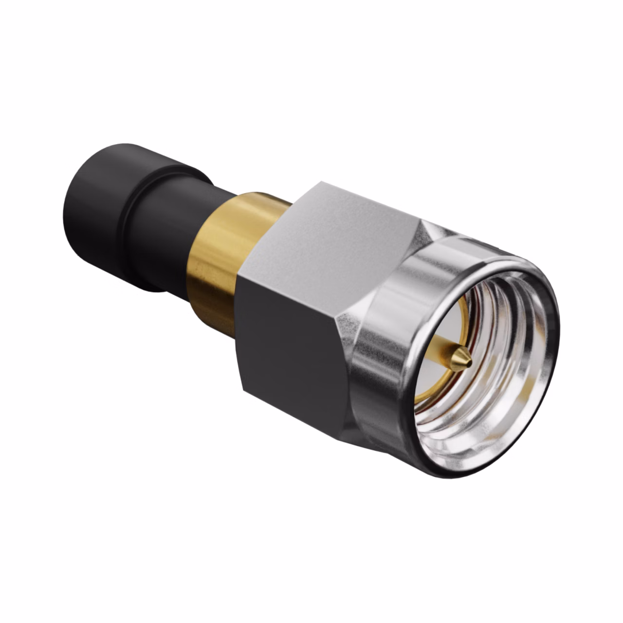 SMA Plug, Straight, Solder, Temp-Flex 10000540027 Cable, Stainless Steel Body, Gold (Au) Plated, Bag, 50 Ohms for sale