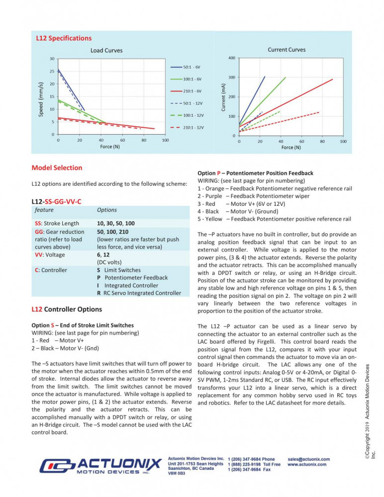 Actuonix L12 datasheet page 2