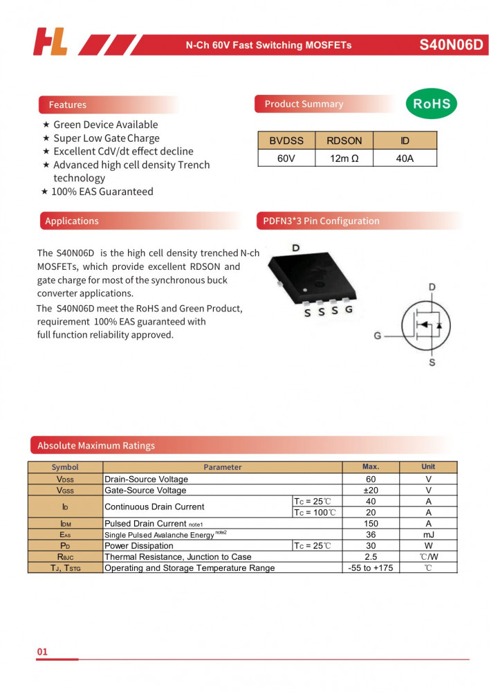 S40N06D datasheet page 1