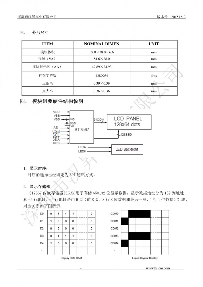 HS12864G19A datasheet page 4