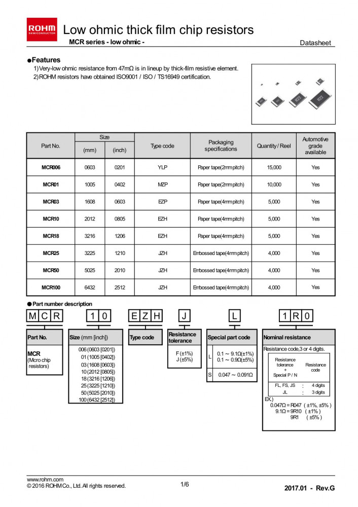 ROHM MCR50 document page 1