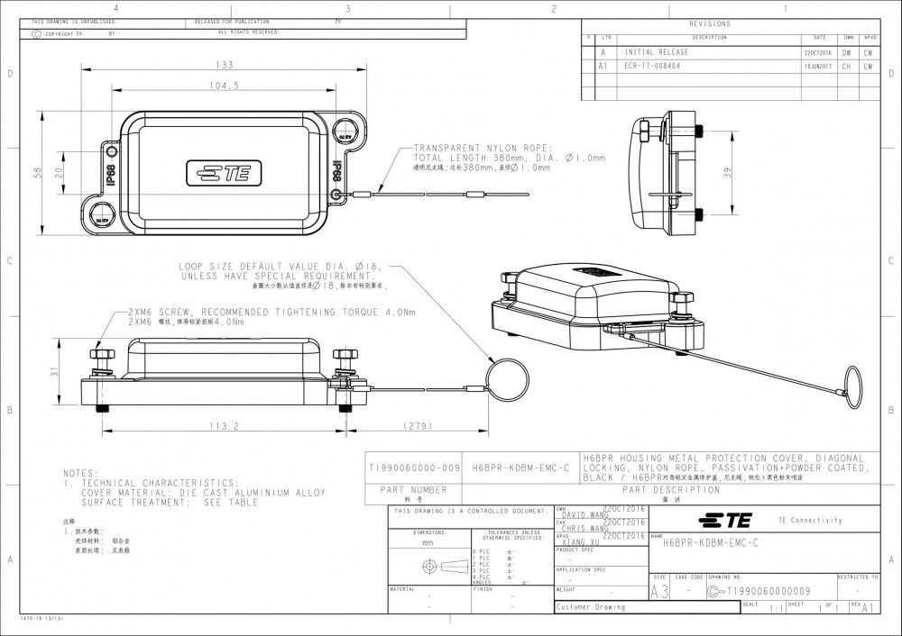 TE Connectivity H6BPR-KDB-EMC-C technical drawing preview