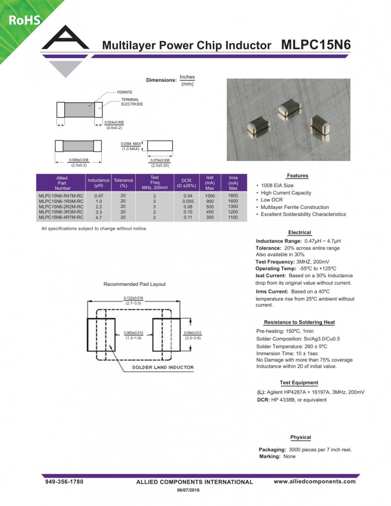 MLPC15N6 series datasheet image