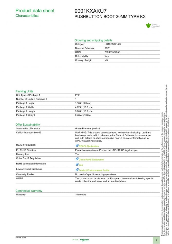 9001KXAKU7 technical document page