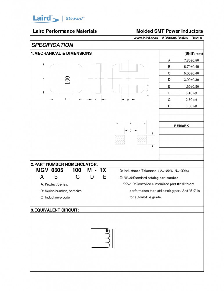Laird MGV0605 technical document page 2