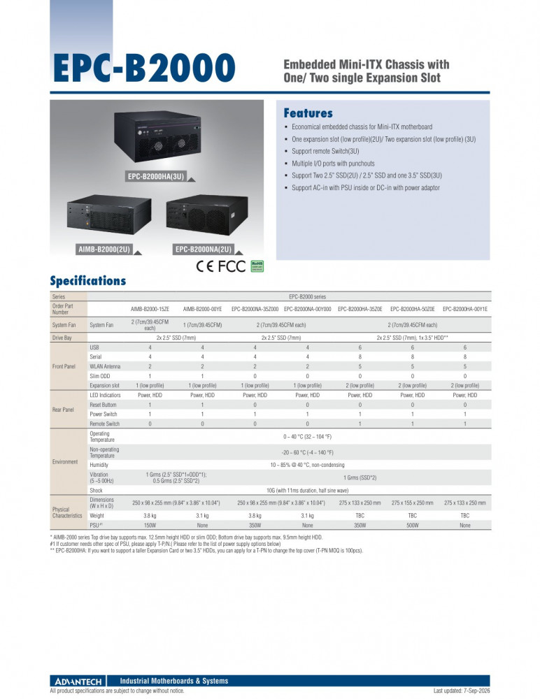EPC-B2000 technical document, page 1