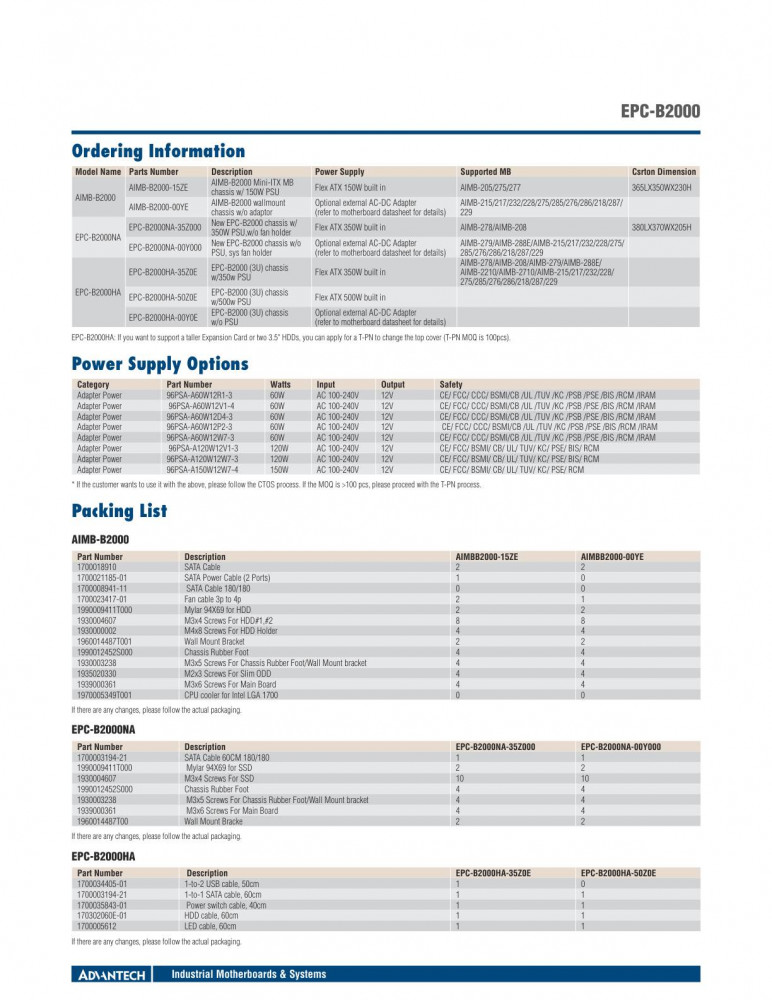 EPC-B2000 technical document, page 3