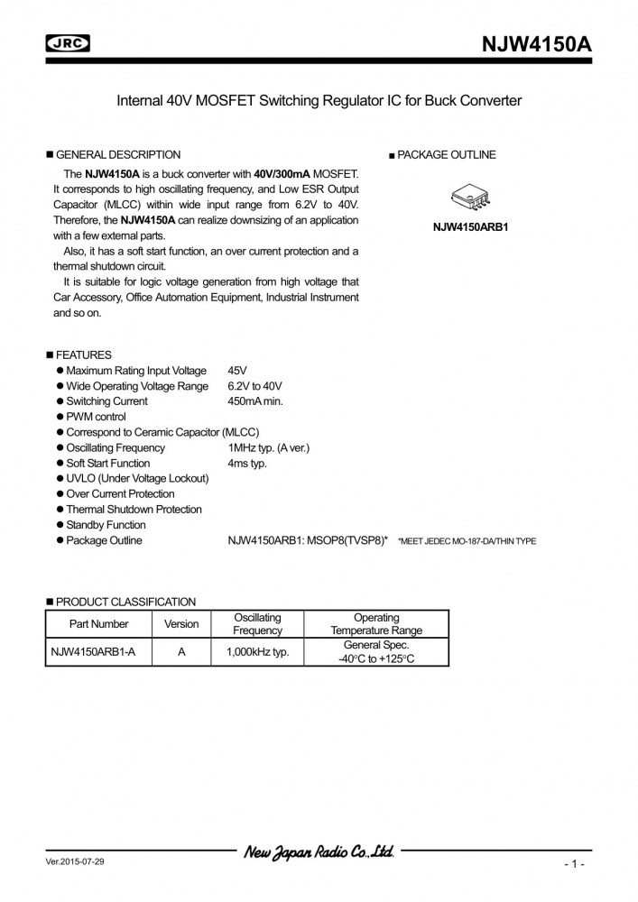 NJW4150A datasheet page 1