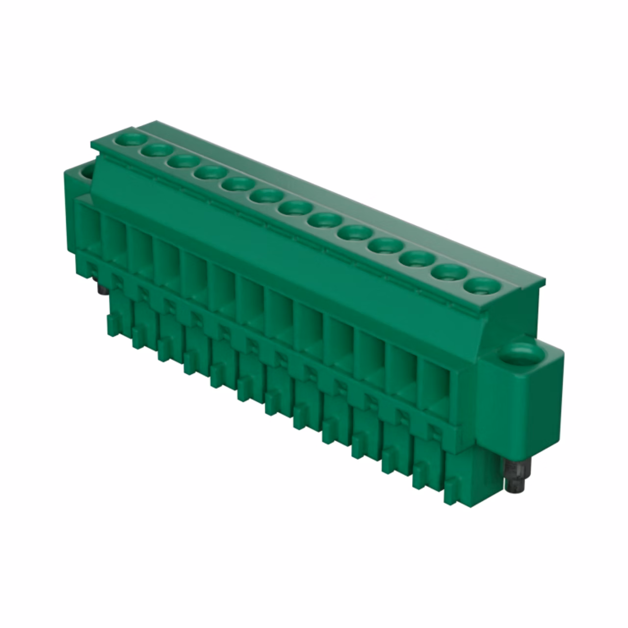 3.50mm Pitch Eurostyle Vertical Plug, with Retention Screws, Front Wire Entry, Green Housing, 13 Circuits for sale