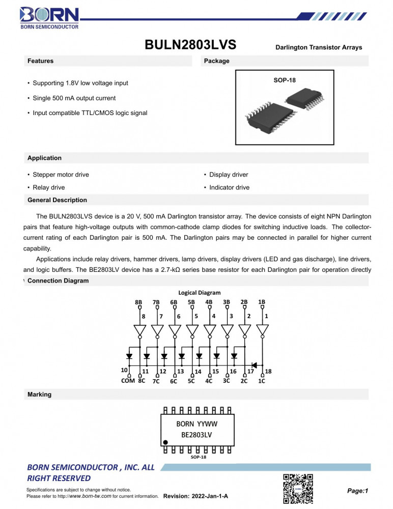 BULN2803LVS datasheet page 1