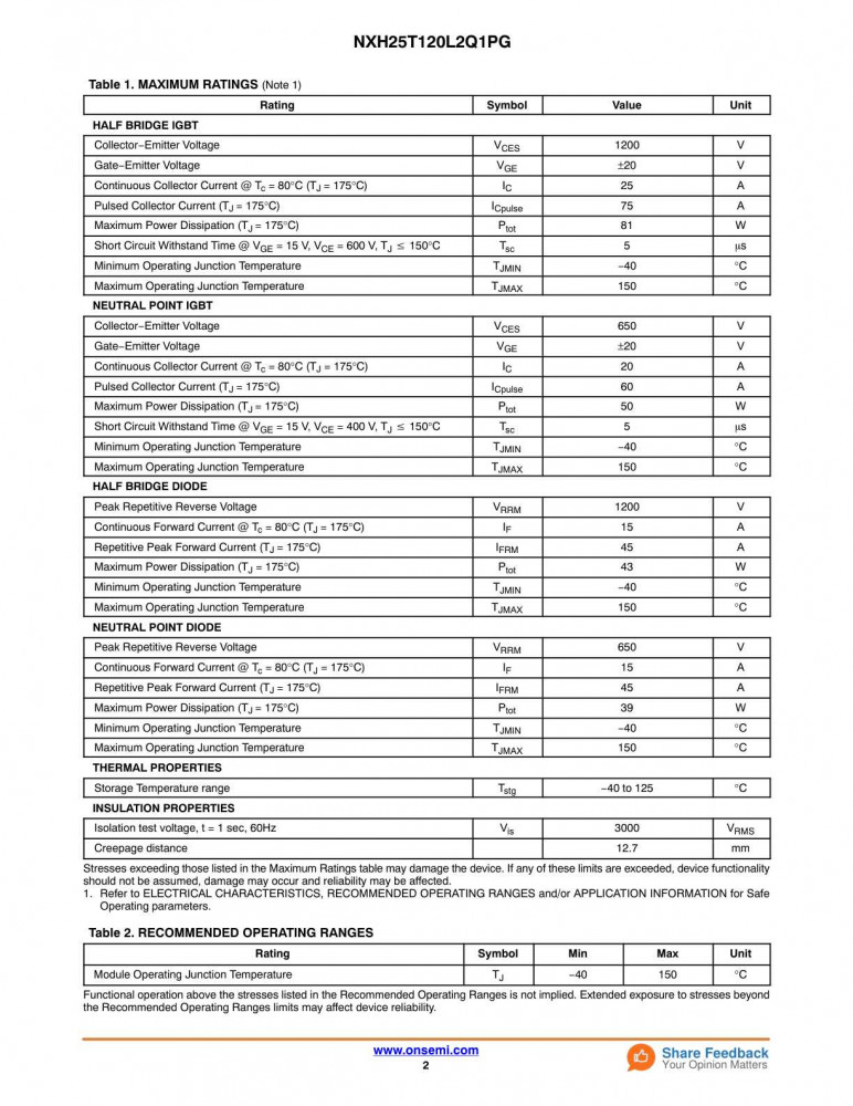 NXH25T120L2Q1 datasheet page 2