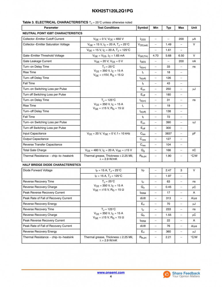 NXH25T120L2Q1 datasheet page 4