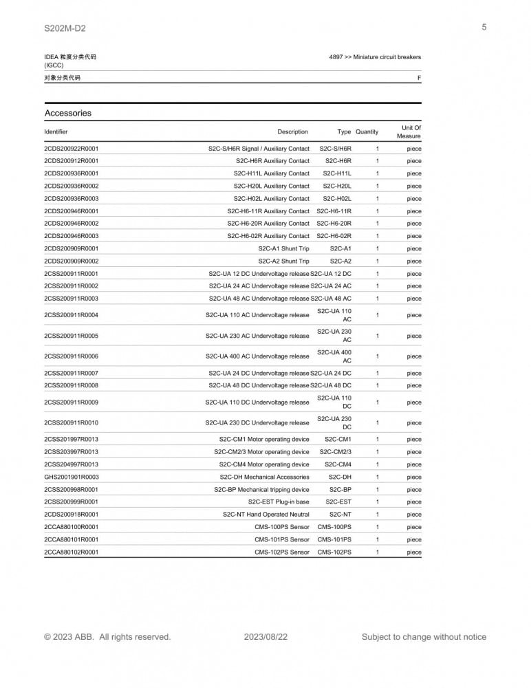 ABB S202M-D2 technical document page 5