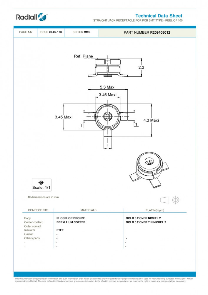 Radiall R209408012 datasheet, page 1
