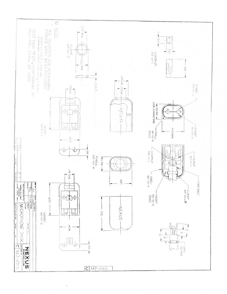 Amphenol MJ-101S technical drawing page