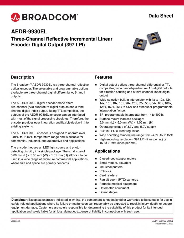 AEDR-9930EL datasheet page 1