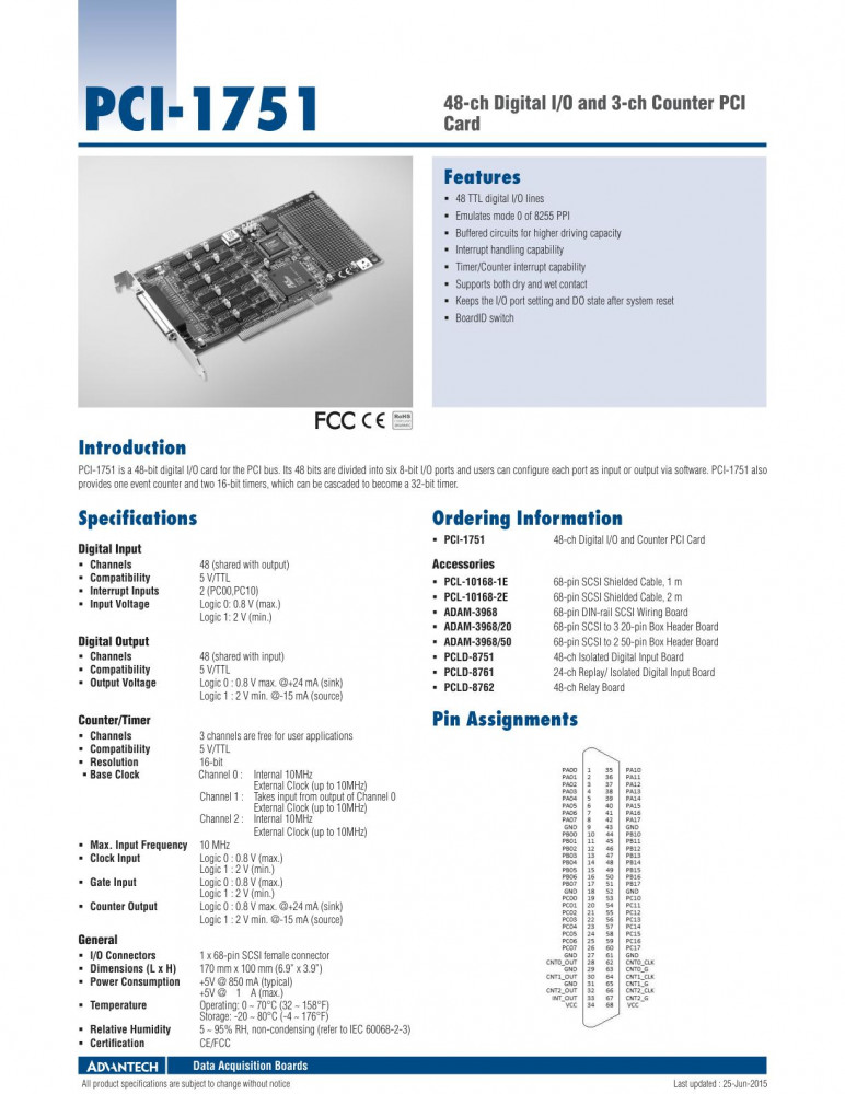 PCI-1751 technical document preview
