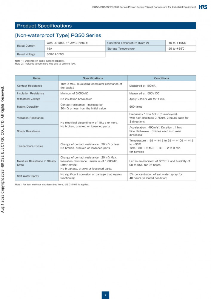 HRS PQ50W document page 7