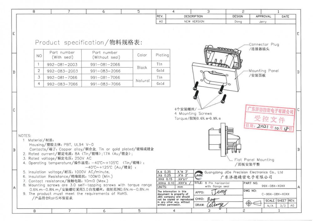 JIDC 992-081-2003-1 specification page