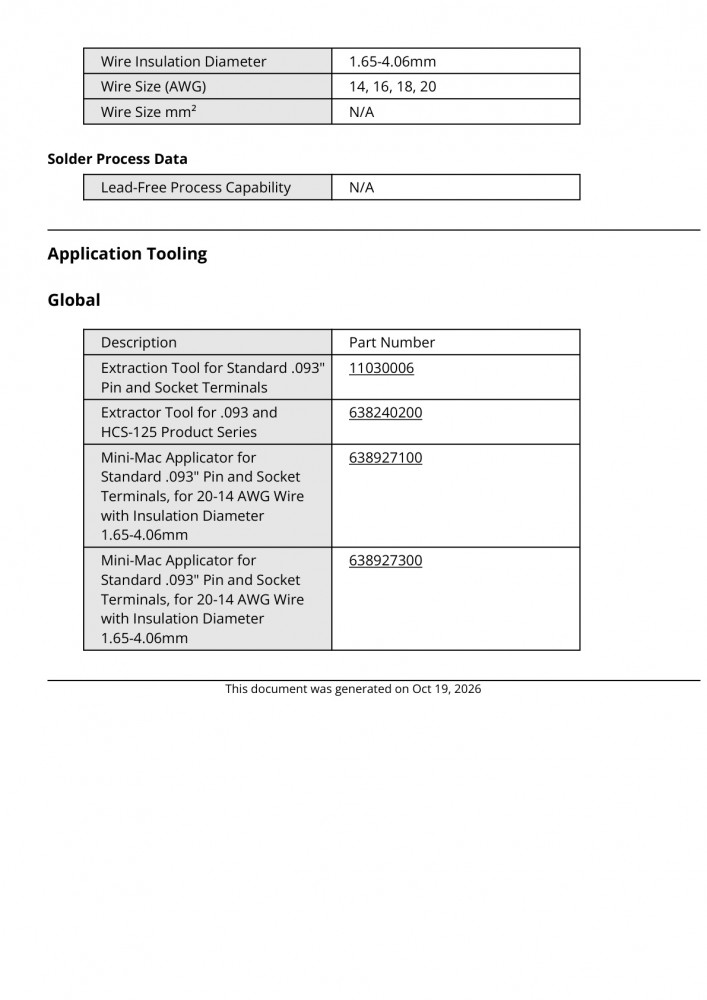 Molex .093 standard pin terminals document preview, page 3