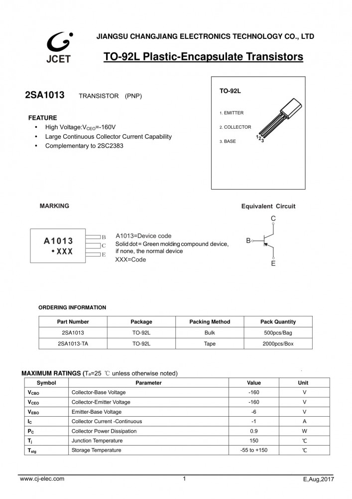 2SA1013 datasheet page 1