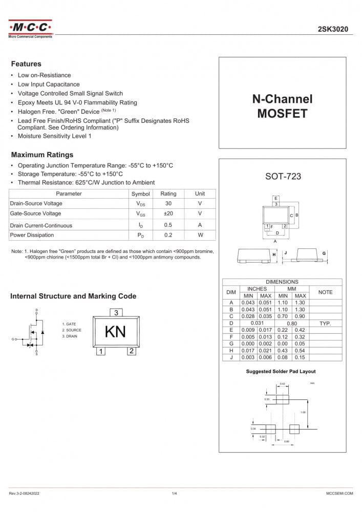 2SK3020-TP datasheet page 1