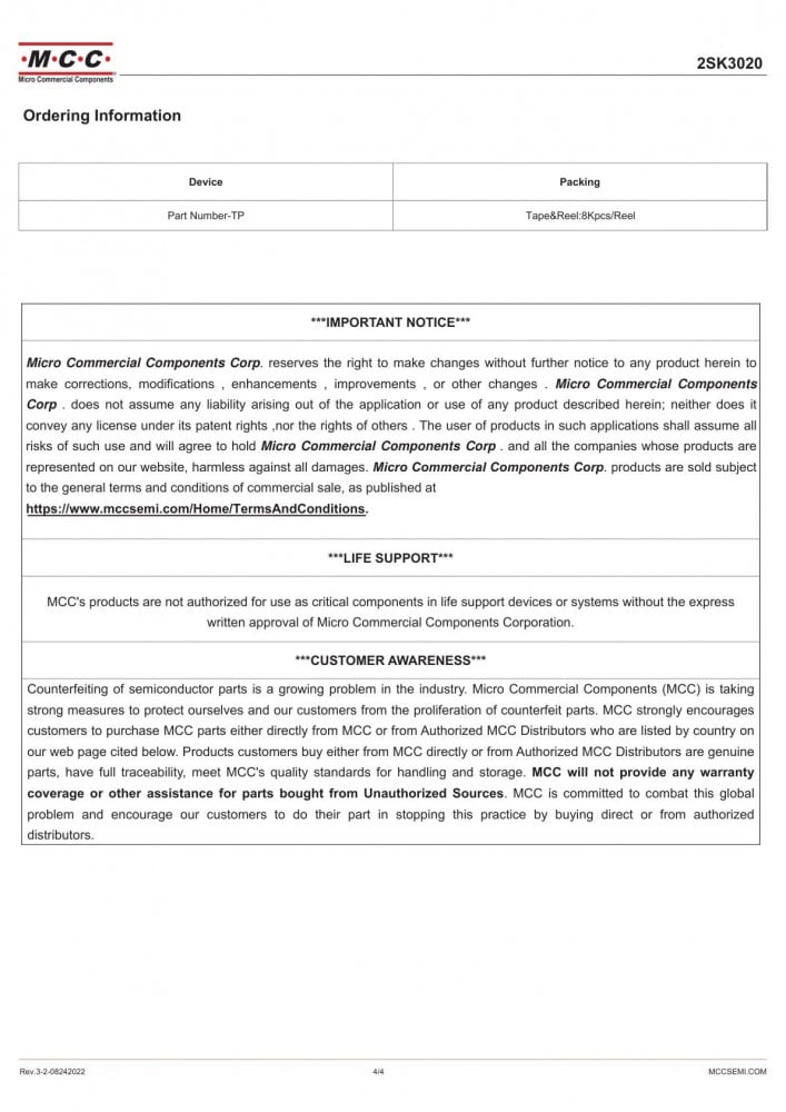 2SK3020-TP datasheet page 4
