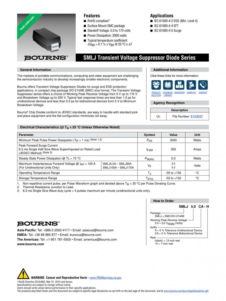 SMLJ series datasheet page 1
