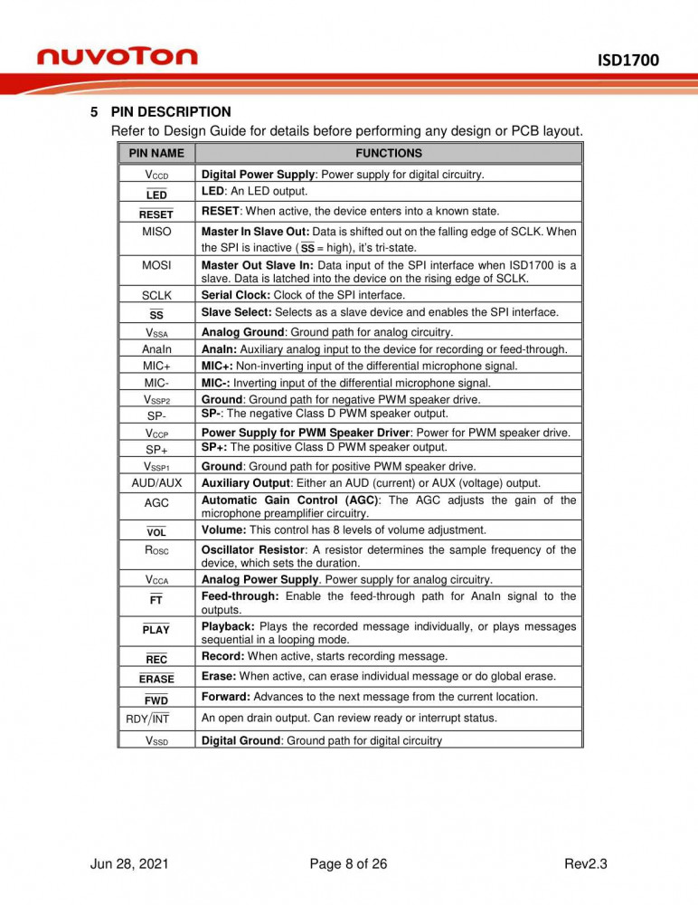 ISD1700 datasheet page 8