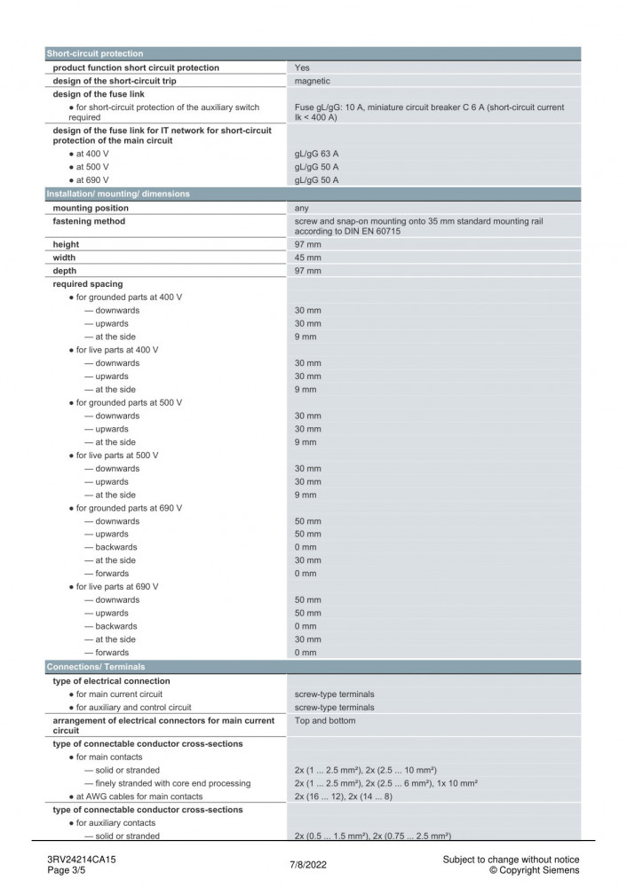 3RV24214CA15 datasheet page 3