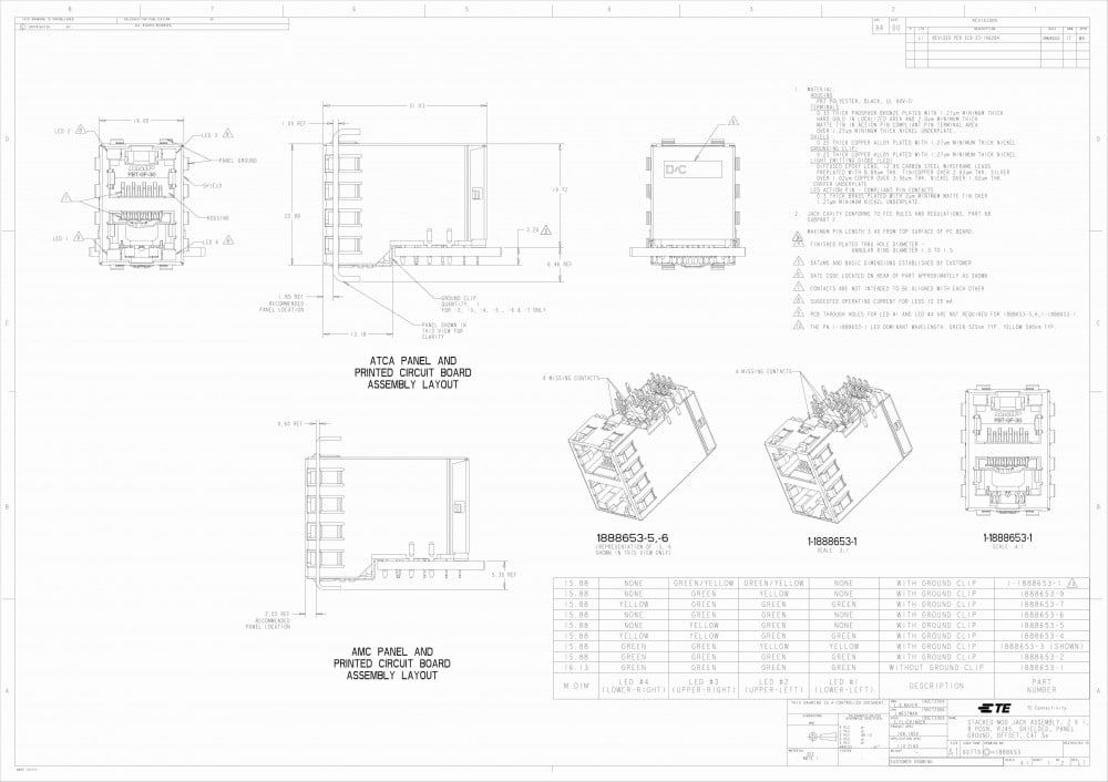 TE Connectivity 1888653-6 controlled drawing page 1
