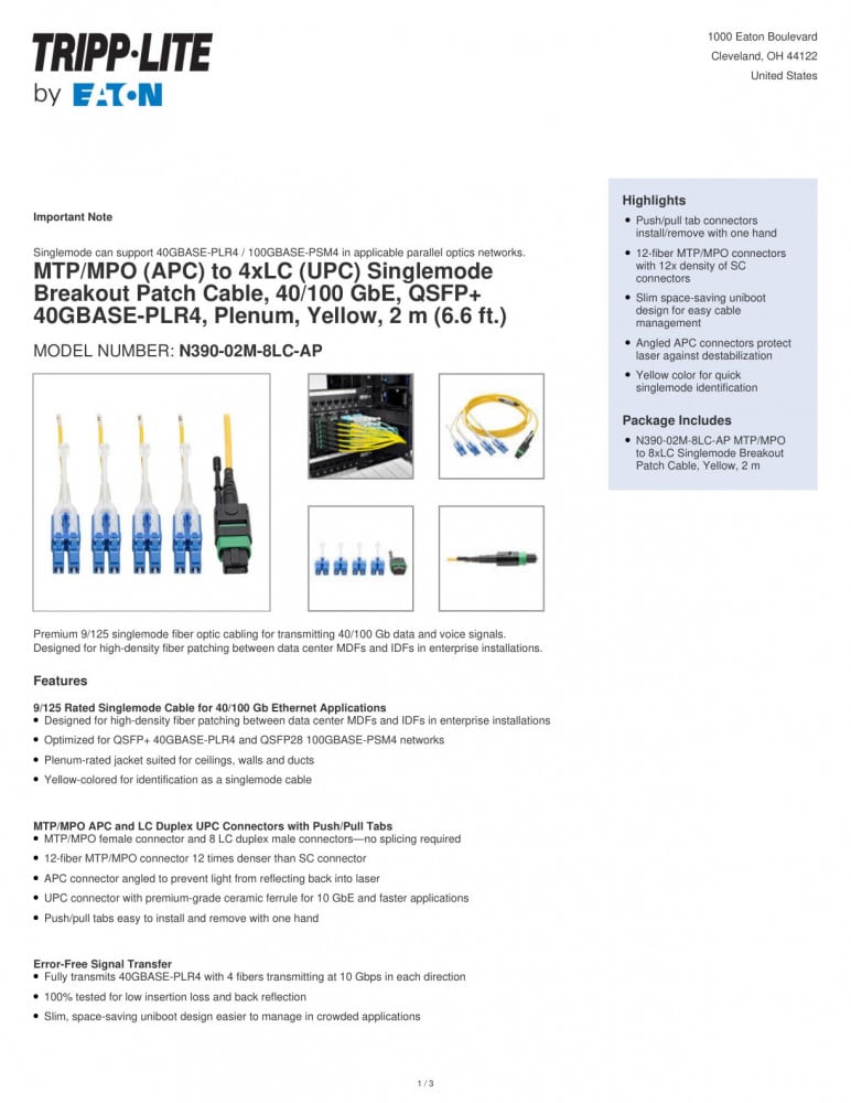 N390-02M-8LC-AP technical document page 1