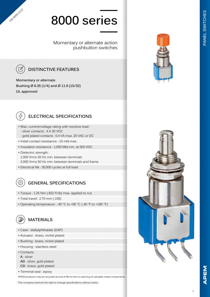 IDEC 8000 series documentation page 1